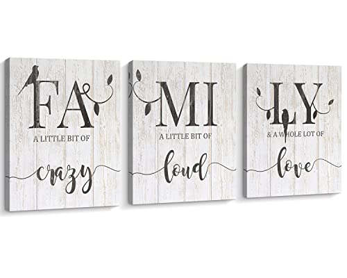 ARTINME Decorative Farmhouse Home Wall Decor Set of 3 - Rustic Family Signs Wall Art with Frames for Bedroom, Living Room, Home Wall Decor (12"x15",Set of 3)