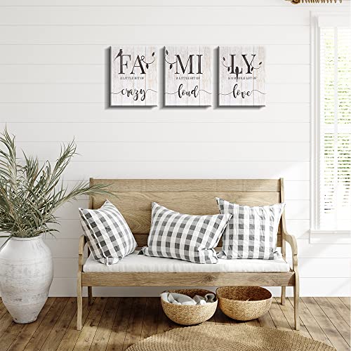 ARTINME Decorative Farmhouse Home Wall Decor Set of 3 - Rustic Family Signs Wall Art with Frames for Bedroom, Living Room, Home Wall Decor (12"x15",Set of 3)