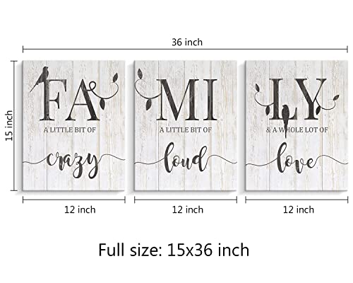 ARTINME Decorative Farmhouse Home Wall Decor Set of 3 - Rustic Family Signs Wall Art with Frames for Bedroom, Living Room, Home Wall Decor (12"x15",Set of 3)