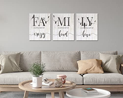 ARTINME Decorative Farmhouse Home Wall Decor Set of 3 - Rustic Family Signs Wall Art with Frames for Bedroom, Living Room, Home Wall Decor (12"x15",Set of 3)