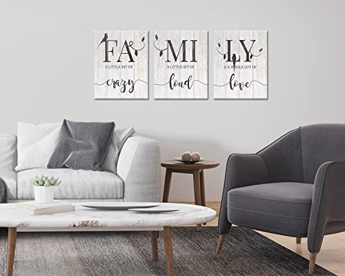 ARTINME Decorative Farmhouse Home Wall Decor Set of 3 - Rustic Family Signs Wall Art with Frames for Bedroom, Living Room, Home Wall Decor (12"x15",Set of 3)