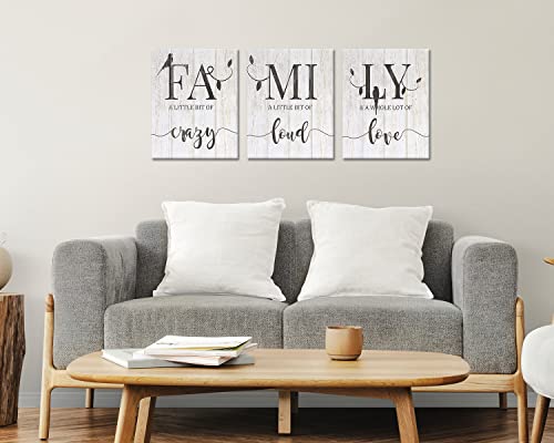 ARTINME Decorative Farmhouse Home Wall Decor Set of 3 - Rustic Family Signs Wall Art with Frames for Bedroom, Living Room, Home Wall Decor (12"x15",Set of 3)