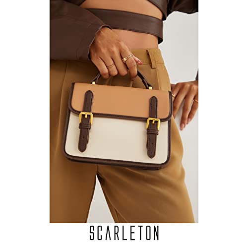 Scarleton Crossbody Bags for Women, Purses for Women, Lightweight Women’s Shoulder Bag, Messenger Bag with 2 Straps, H210402B - White/Brown