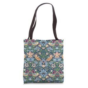 strawberry thief william morris art nouveau pattern blue tote bag