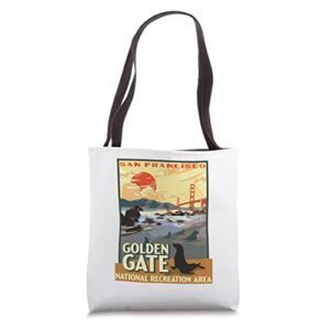 golden gate national rec area park vintage san francisco tote bag