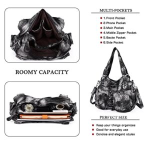 Rose Linda Hobo Bags and Handbags for Women Shoulder Bags Handbag with Multiple Pockets PU Leather Tote Bag