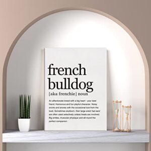 LEXSIVO French Bulldog Definition Print Canvas Wall Art Home Office Decor Modern Minimalist Painting 12x15 Canvas Frenchie Poster Framed Ready to Hang Artwork Dog Lover Gift