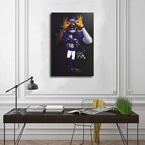 Sports Poster Justin Jefferson (2) Canvas Poster Bedroom Decor Sports Landscape Office Room Decor Gift 12x18inch(30x45cm) Unframe: