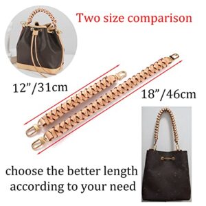 18 Inches Vachetta Leather Braided Handle, Top Braided Handle Strap for LV Neonoe Beaubourg Hobo Bucket Bags with Original Hardware Without Logo (Vachetta, 18 Inches)