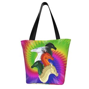 wings#dragon#fire women’s tote bag large capacity shoulder handbag for school travel beach shopping business work