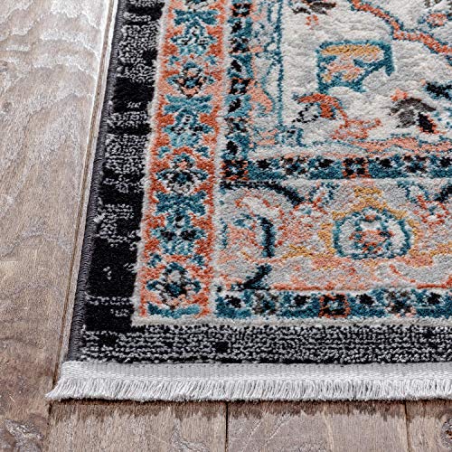 Well Woven Lycie Multi Black & Pink Vintage Oriental Distressed Medallion Pattern Boho Area Rug (9'8" x 13')