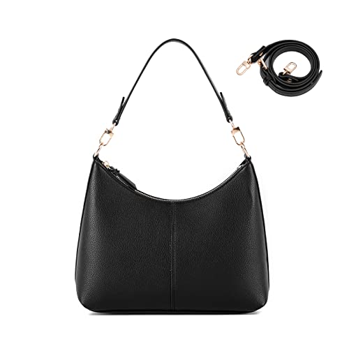 Keyli Womens Shoulder Handbags Christmas Gifts WaterProof PU Leather Small Crossbody Bags for Women Cute Stylish Cluth Purse Wallet Removable Straps Tote Bag Satchels TOP Handle-bags with Zipper Black