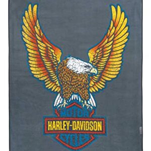 Harley-Davidson Folding Fleece Blanket, Vibrant Bar & Shield Eagle - Gray