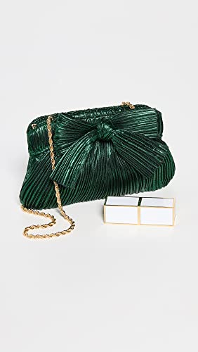 Loeffler Randall Women's Mini Pleated Frame Clutch with Bow, Emerald, Green, Metallic, One Size