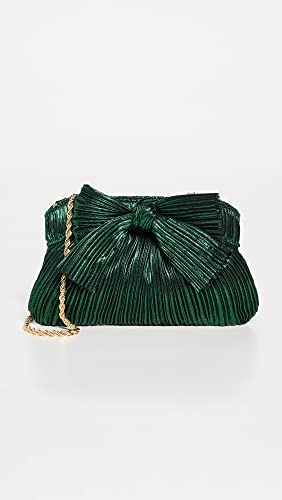 Loeffler Randall Women's Mini Pleated Frame Clutch with Bow, Emerald, Green, Metallic, One Size