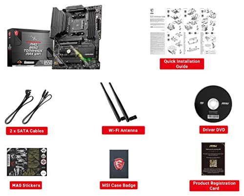 MSI MAG B550 Tomahawk MAX WiFi Gaming Motherboard (AMD AM4, DDR4, PCIe 4.0, SATA 6Gb/s, M.2, USB 3.2 Gen 2, HDMI/DP, ATX, Wi-Fi 6E, AMD Ryzen 5000 Series Processors)