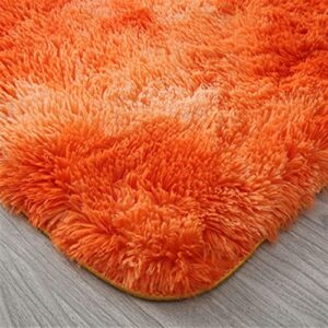 Lifup Soft Fluffy Modern Fuzzy Abstract Area Rug, Cozy Plush Rectangle Rug Shaggy Carpet for Living Room Bedroom Home Décor Tie Dye Orange 2.6 x 3.9 Feet