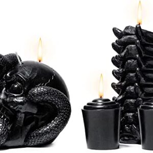 Skull Candles 4 Pack - Skeleton Snake, Spine & Black Bones Candle, Skulls Candle, Magic Skulls Candlestick Spooky Gothic Emo Decor, Home & Bar Decoration - Large Creepy Satanic - by Gute