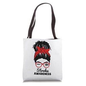 stroke awareness month afro black women mom stroke survivor tote bag