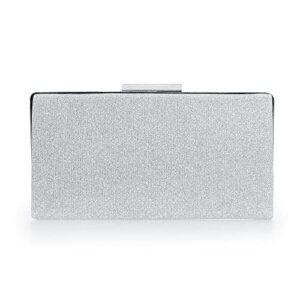 ixebella glistening clutch purse for women evening bag small formal cocktail/prom/wedding party clutch (silver)