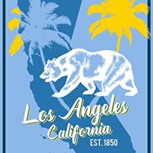 Los Angeles, California, State Outline, Urban Traveler, Blue and Yellow (24x36 Gallery Quality Metal Art, Aluminum Decor)