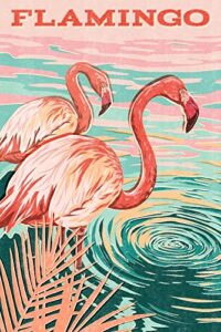 vintage print press, flamingo (24×36 gallery quality metal art, aluminum decor)