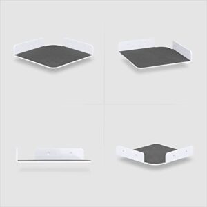 BRAINWAVZ 2-Pack 8” Corner Floating Shelf for Speakers, Books, Decor, Plants, Cameras, Photos, Kitchen, Bathroom, Routers & More Universal Small Holder Acrylic Wall Shelves (White)