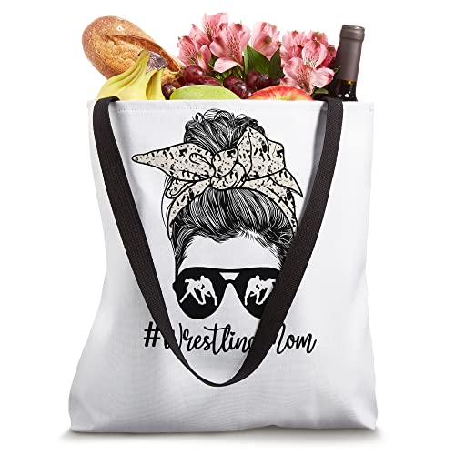 Bleached Life Wrestling Mom Leopard Messy bun Glasses Tote Bag