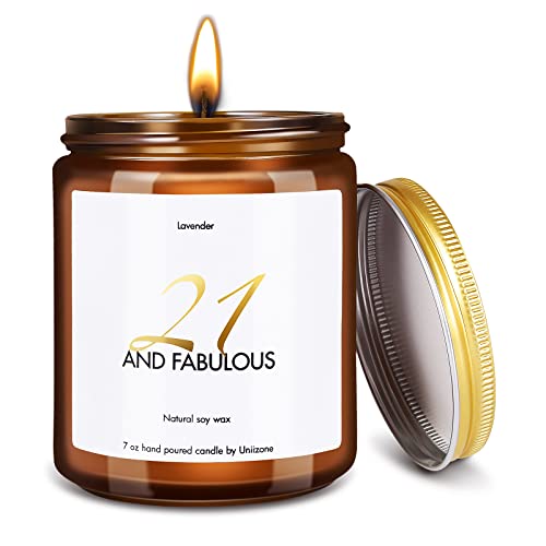 21 and Fabulous - 21st Birthday Gift for Her, 21-Year-Old Christmas Birthday Gifts for Women Daughter Granddaughter Sister Girlfriend, Funny Happy 21st Birthday Soy Candle (Lavender, 7oz)