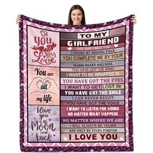 to my girlfriend blanket, valentine’s day gifts for girlfriend, girlfriend birthday gifts, romantic gifts for her girlfriend, girlfriend gifts, soft flannel throw blankets 50″x60″