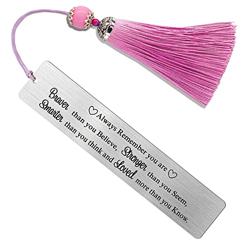 YUWANTR Always Remember You are Braver/Stronger/Smarter Metal Bookmark Book Lover Gifts for Woman Man Teens Students Friends Bookworm Readers Teacher's Inspirational Graduation Gifts