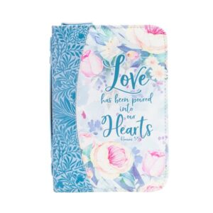 Divinity Boutique Bible Cover XXL - Blue Floral Love has Been Poured into Our Hearts - Romans 5:5