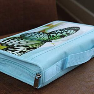 2 Corinthians 5:17 Butterfly Bible Cover for Women, Zippered, with Handle, Canvas, Aqua, Large