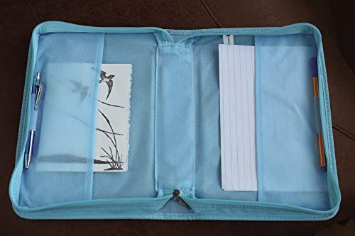 2 Corinthians 5:17 Butterfly Bible Cover for Women, Zippered, with Handle, Canvas, Aqua, Large