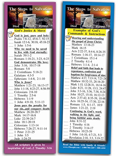 eThought BB-A010-25-2.75x8.25 The Steps to Salvation Bookmark Size Bible Verse Cards (Pack of 25), 2.75" x 8.25"