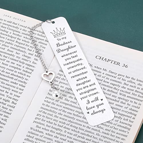 Valentine Graduation Gift for Her Teen Girl Kid Women To My Daughter Bookmark from Mom Dad Sweet 16 18 Birthday Christmas Stocking Stuffers Wedding Back to School Easter Jewelry Inspirational Presents