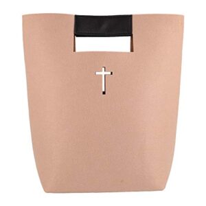 toyandona bible carrying case felt bible bag hollowed cross christian church bible tote bag cover handbag for bible study case work school travel shopping beige