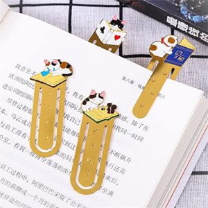 1 PC Cute Animal Paper Bookmarks,Pottering Cat Cartoon Cat Anime Reading Marker Metal Bookmark Theme Page Marks Stationery Bookmarks(Music cat)