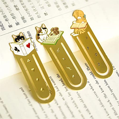 1 PC Cute Animal Paper Bookmarks,Pottering Cat Cartoon Cat Anime Reading Marker Metal Bookmark Theme Page Marks Stationery Bookmarks(Music cat)