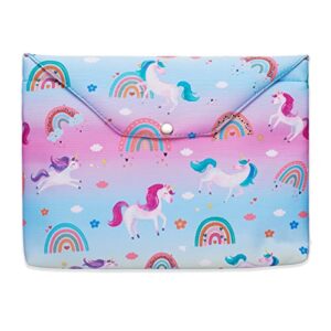 unicorn rainbow book sleeve with zipper and back pocket, book covers for paperback with padded, 11 x 9 inch, unicorn gifts for girls