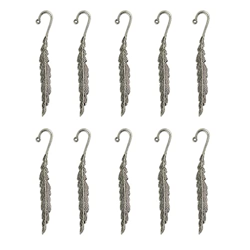 Dovewill 10 Pieces Wholesale Vintage Tibetan Silver Beading Feather Bookmarks Loop DIY Jewelry Making