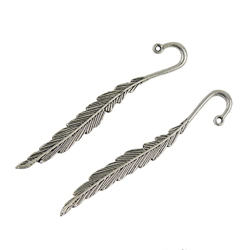 Dovewill 10 Pieces Wholesale Vintage Tibetan Silver Beading Feather Bookmarks Loop DIY Jewelry Making