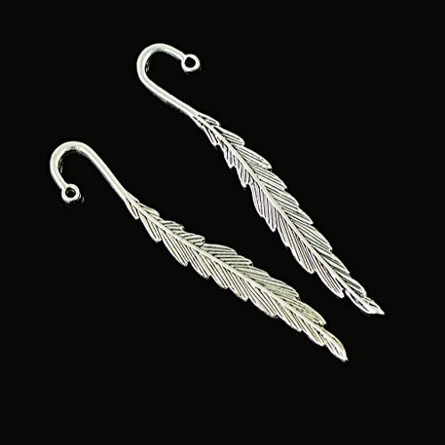 Dovewill 10 Pieces Wholesale Vintage Tibetan Silver Beading Feather Bookmarks Loop DIY Jewelry Making