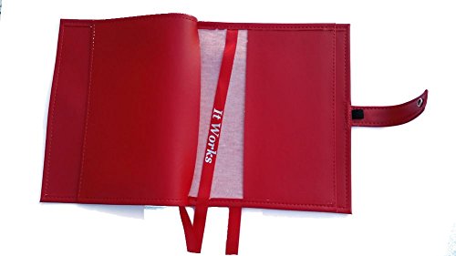 Red Deluxe Triple NA Book Cover for The Basic Text (6th Ed), It Works, How and Why and Living Clean with Serenity Prayer and Medallion Holder.