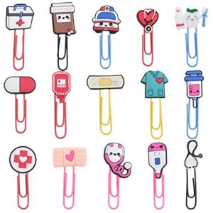 15 pcs cute bookmark cartoon silicone bulk bookmarks dispenser bookmark memo clip for girls student stationery nursing student essentials