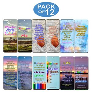 Creanoso Inspiring Inspirational Act of Kindness Bookmarks for Women (12-Pack) – Premium Gift Set – Inspiring Sayings Quotes for Ladies, Wife, Girls – Six Bulk Assorted Bookmarks Designs