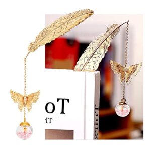 metal feather book marks for book lovers book marks cute fancy 3d butterfly pendant for mothers day thanksgiving valentine’s day graduation teacher appreciation gifts to women girls readers