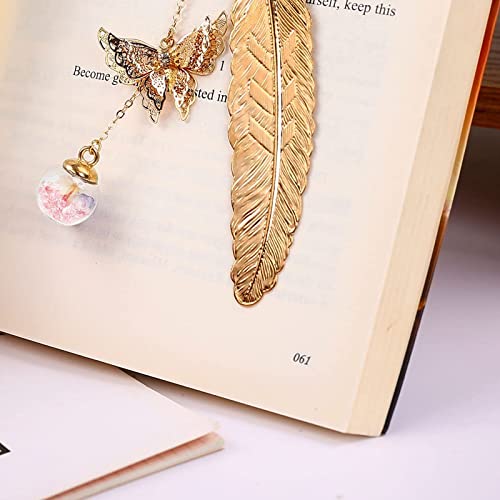 Metal Feather Book Marks for Book Lovers Book Marks Cute Fancy 3D Butterfly Pendant for Mothers Day Thanksgiving Valentine's Day Graduation Teacher Appreciation Gifts to Women Girls Readers