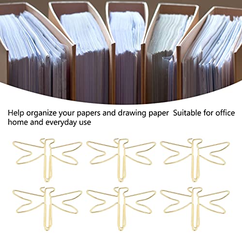 Pssopp 100Pcs Cute Paper Clips, Dragonfly Shaping Funny Paper Clips Bookmarks Planner Clips for Office School Home Desk Organizers