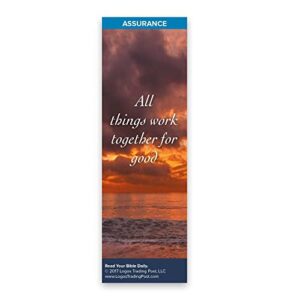 Christian Bookmark with Bible Verse, Pack of 25, Assurance Themed, All Things Work Together for Good, Romans 8:28